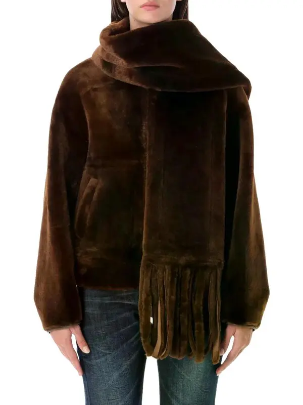 VEGANCODE Scarf-detail Reversible Coat - Brown
