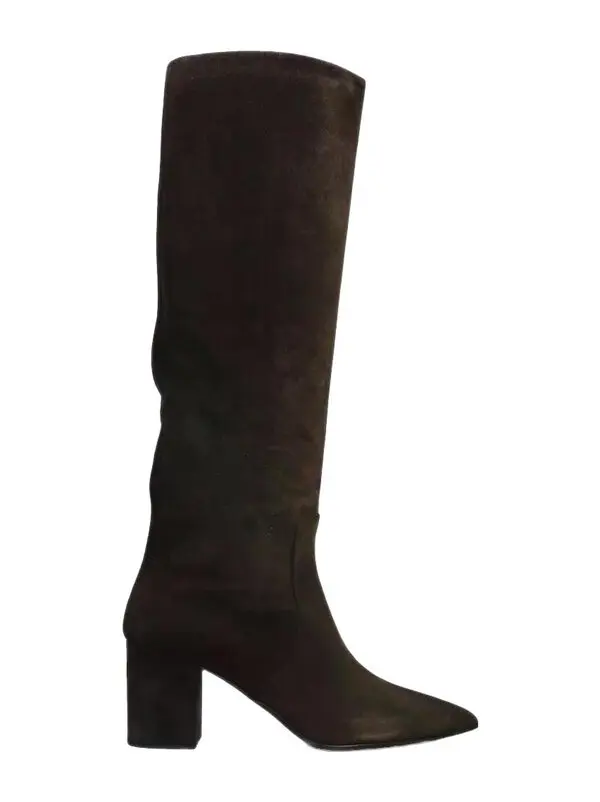 VIA ROMA 15 Logo-plaque Pointed-toe Knee-high Boots - Brown