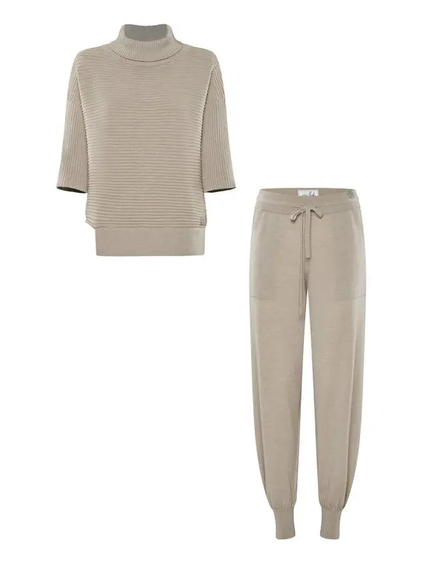 YOU LOOK PERFECT Merino Loungewear Set, Pullover Bailey & Pants Bella - Brown
