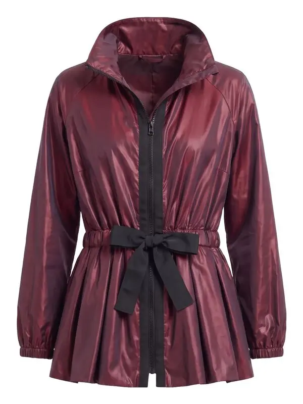 CONCEPT A TROIS Burgundy Short Pleated Trench Coat In Technical Fabric - Red