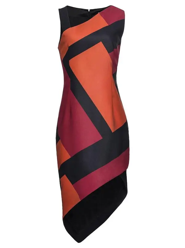 SMART AND JOY Asymmetrical Dress With Geometric Print - Red