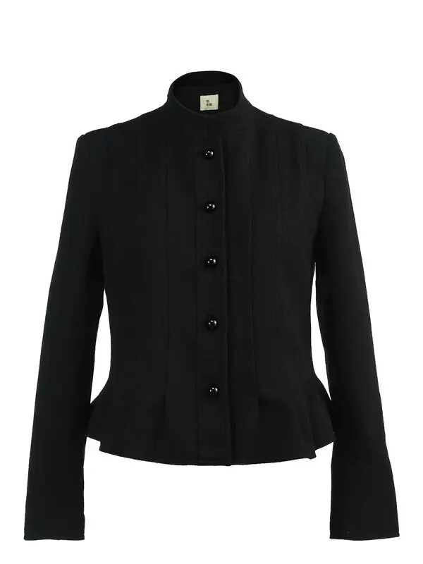 SMART AND JOY Buttoned Blazer With High Collar And Flaps - Black