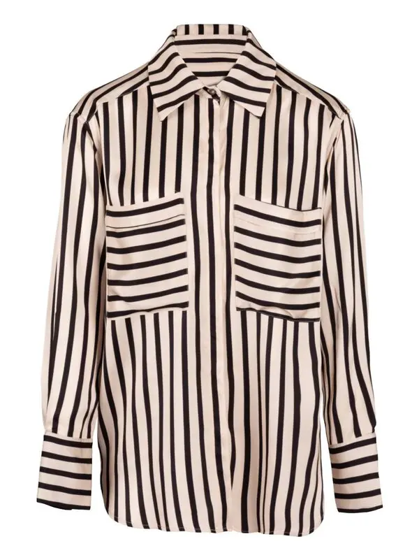 CASA LÉLÉ Neutrals/ The Sasha Button Down In Stripe - Black