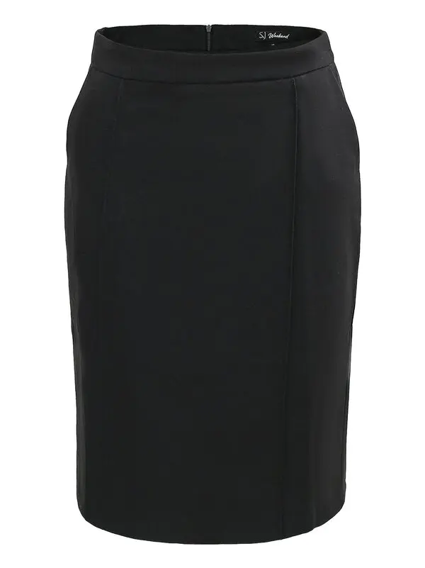 SMART AND JOY Straight Skirt With Topstitched Pleats - Black