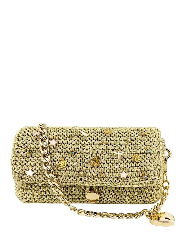 HILO DE MAR Small Handknitted Handbag With Charms - Gold