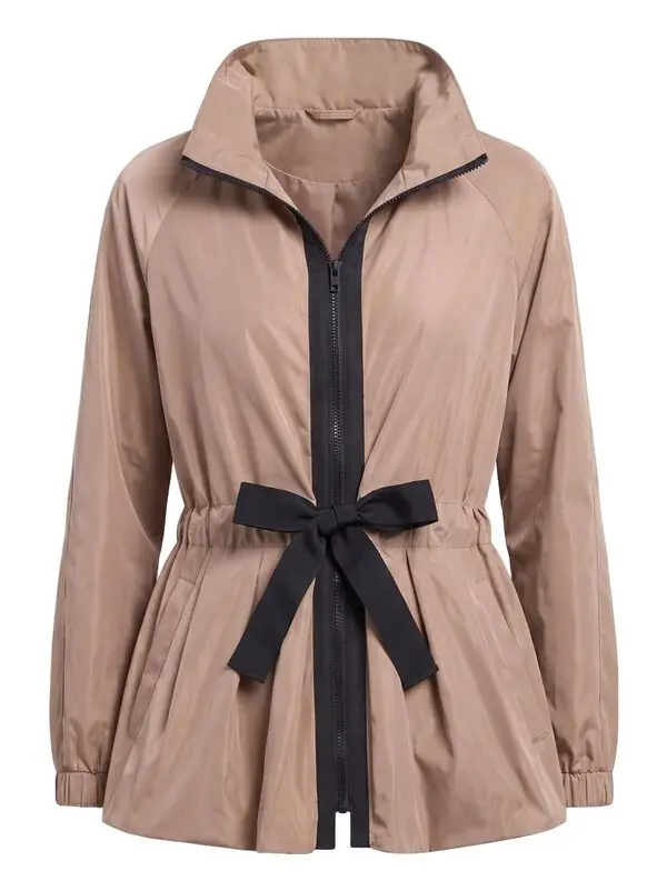 CONCEPT A TROIS Neutrals Short Pleated Trench Coat In Technical Fabric - Beige