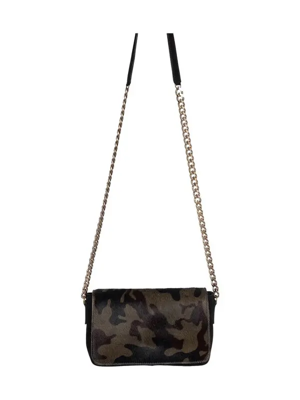 JUAN-JO Camouflage Hair-on-leather Small Crossbody Bag - Green/black