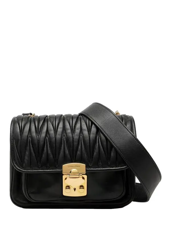 Miu Miu 2010-2026 Matelasse Soft Lambskin Crossbody Bag - Black
