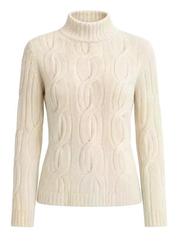 Kinross Cashmere Luxe Cable-knit Funnel-neck Sweater - Neutrals