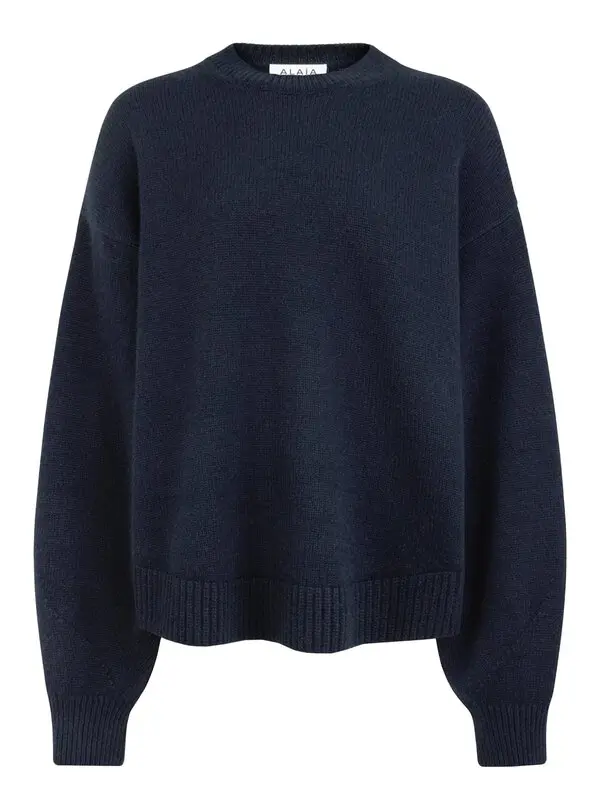 Alaïa Cashmere-blend Crew-neck Sweater - Blue
