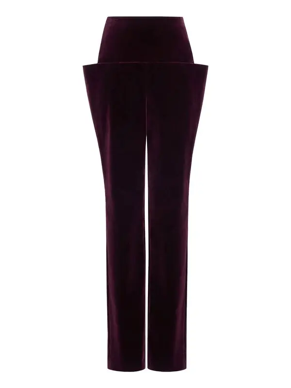 Alaïa Cotton Velvet Tailored Trousers - Red