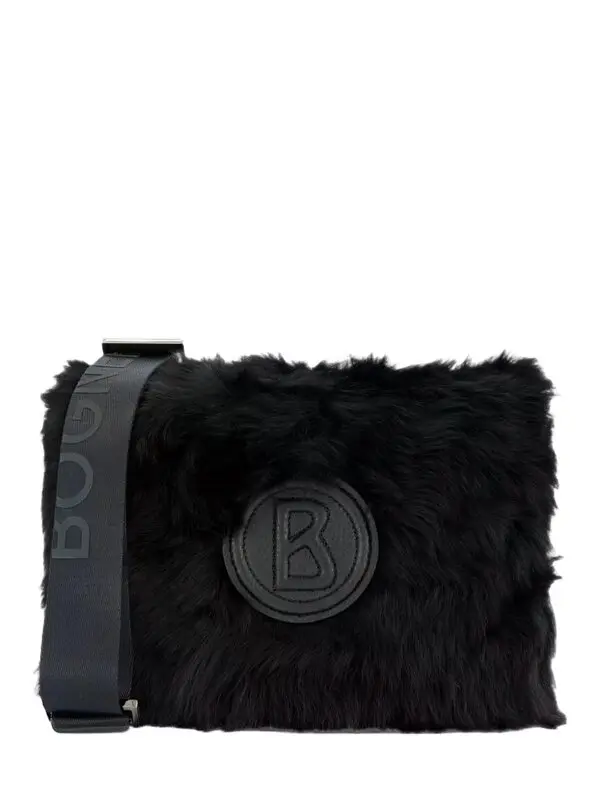 Bogner Logo-patch Faux-fur Shoulder Bag - Black