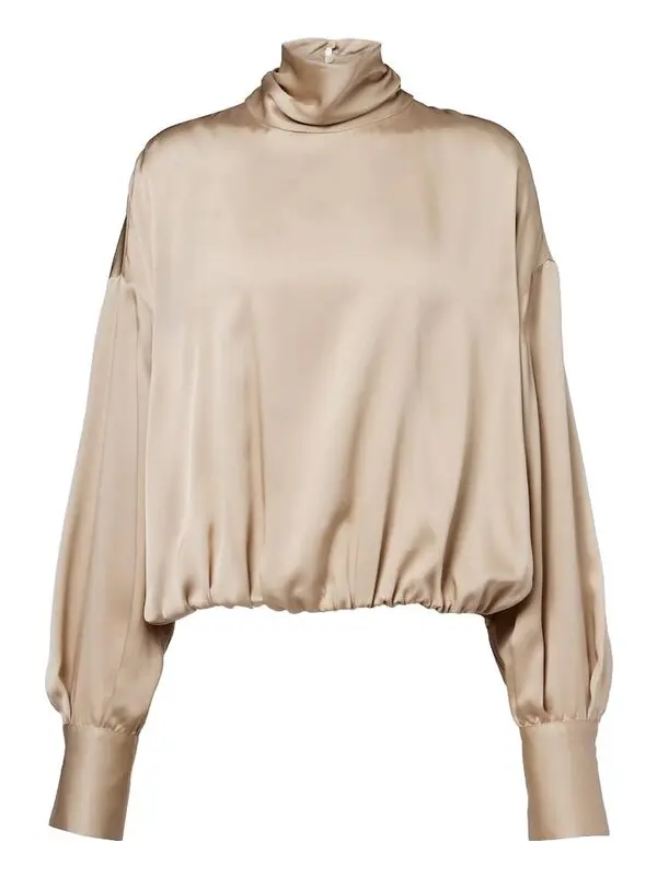 Brunello Cucinelli Silk Satin Blouse - Beige