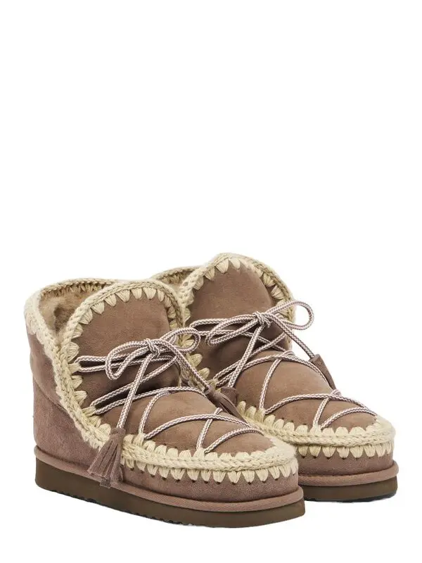 Mou 18 Shearling-lined Suede Lace-up Boots - Brown