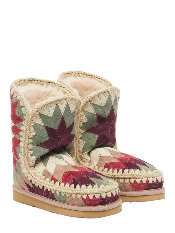 Mou Shearling-lined Suede Ankle Boots - Multicoloured