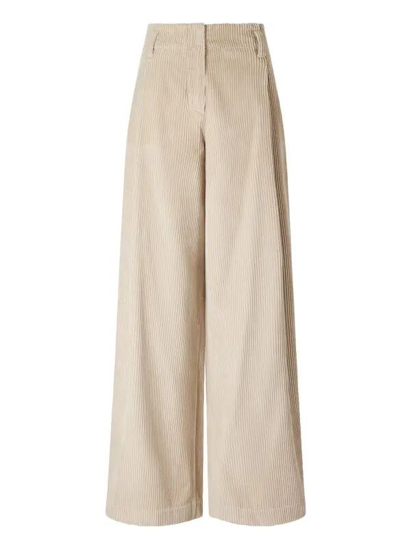 Brunello Cucinelli Cotton-corduroy High-rise Wide-leg Pants - Neutrals