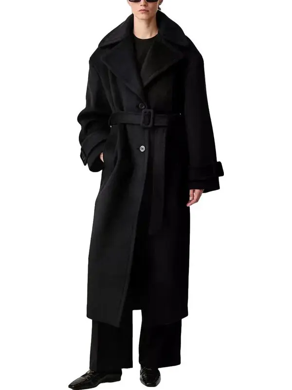 WRSTBHVR Raya Belted Button-fastening Coat - Black