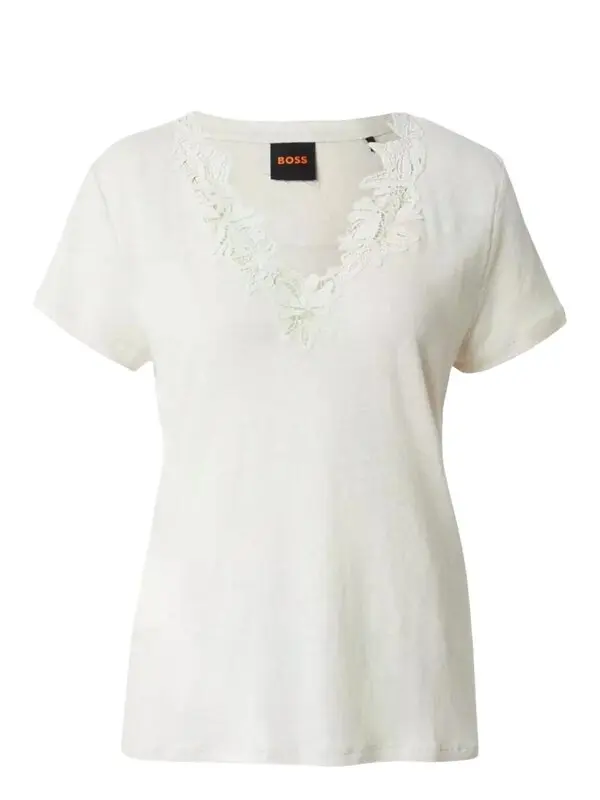 BOSS Lace-trim V-neck T-shirt - White