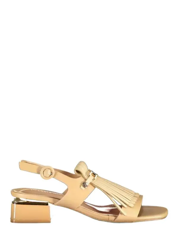 LAURA BIAGIOTTI Fringe-detail Logo-plaque Sandals - Neutrals