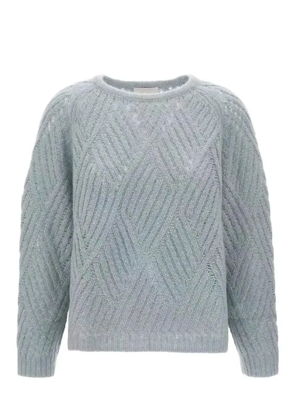 Hemisphere Cable-knit Diamond-pattern Sweater - Blue