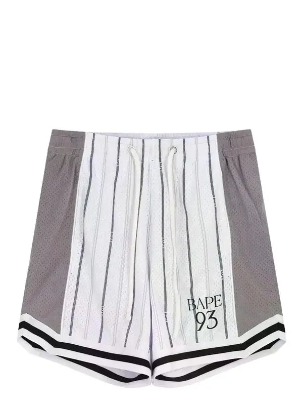 A BATHING APE Striped Perforated Shorts - White