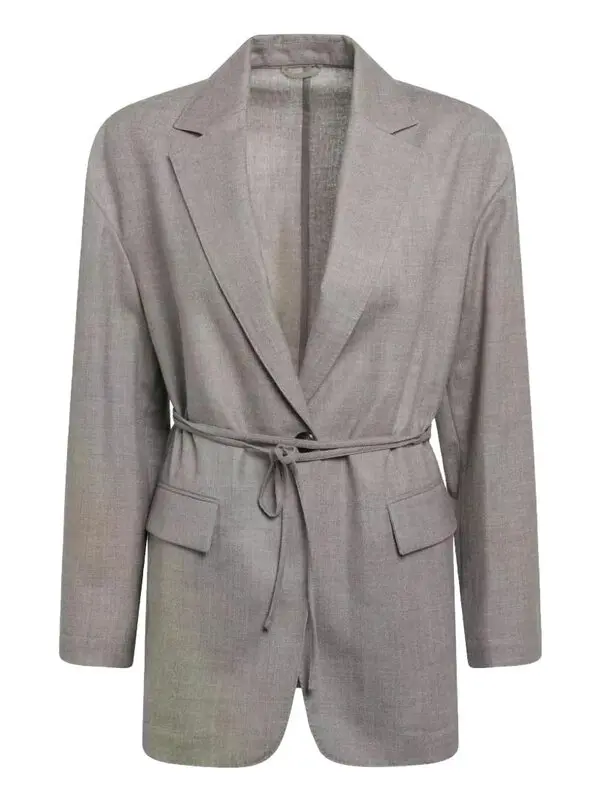Brunello Cucinelli Sparkling Virgin Wool Pinstripe Blazer With Monili - Neutrals