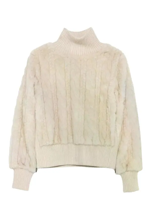 Rudsak Layla Cable-knit Faux-fur Sweater - Neutrals