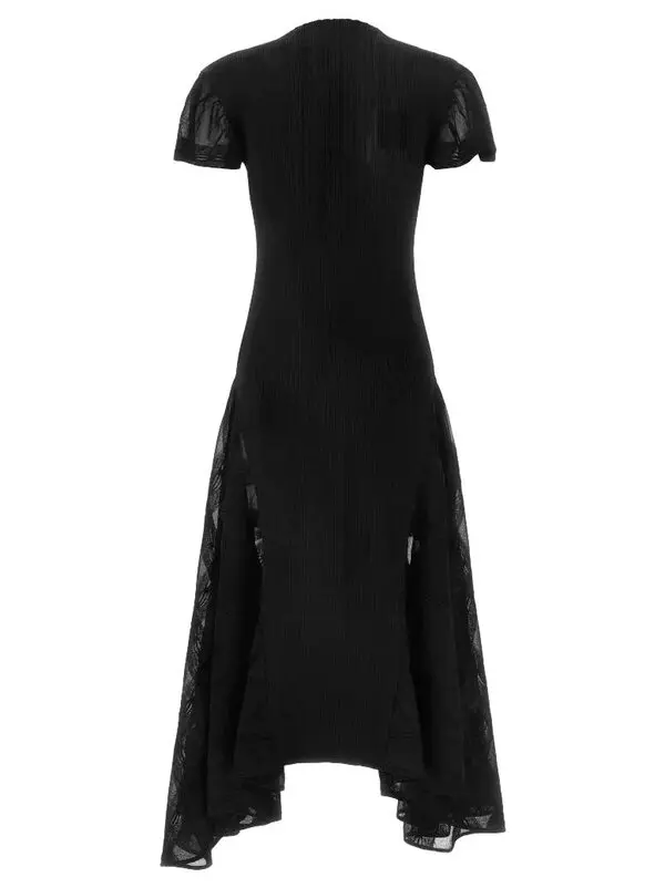LANVIN Ribbed-knit Asymmetrical Dress - Black