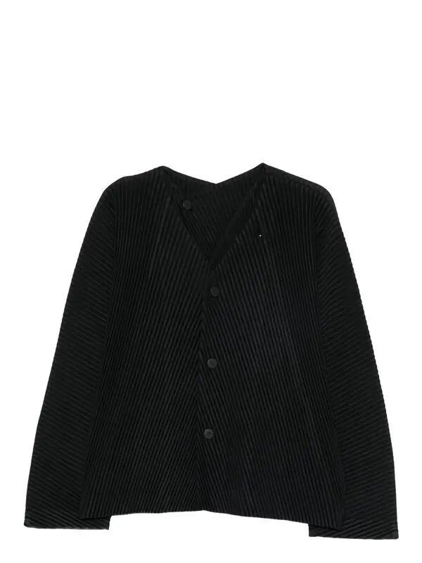 Issey Miyake Pleated V-necked Cardigan - Black