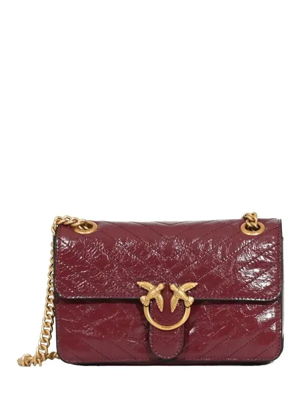 Pinko Love One Classic Mini Bag In Chevron Quilted Leather - Red
