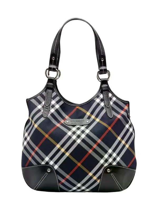 Burberry 2000-2017 Supernova Check Nylon Hobo Bag - Blue