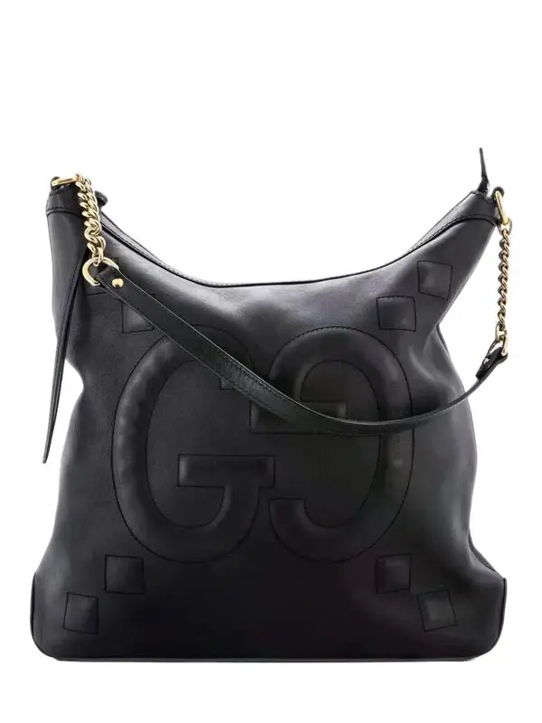 Gucci Apollo Gg Embossed Calfskin Large Shoulder Bag - Black