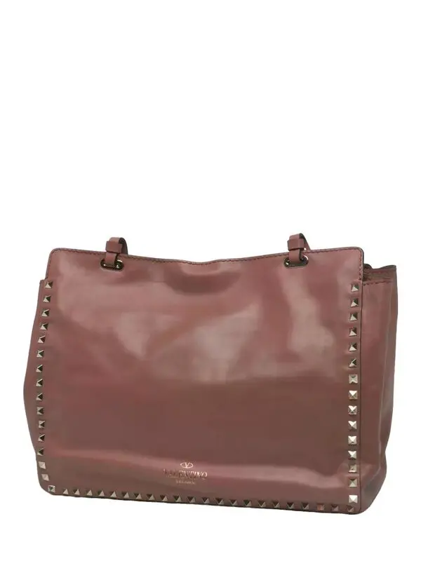 Valentino Garavani 2000-2017 Medium Leather Rockstud Trapeze Satchel - Pink