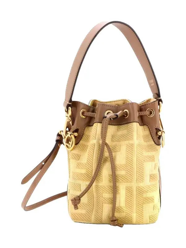 Fendi Mon Tresor Zucca Embroidered Canvas Mini Bucket Bag - Neutrals