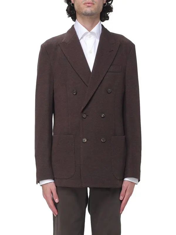 Eleventy Double-breasted Cashmere And Wool Blend Blazer With Peak Lapels - Dark