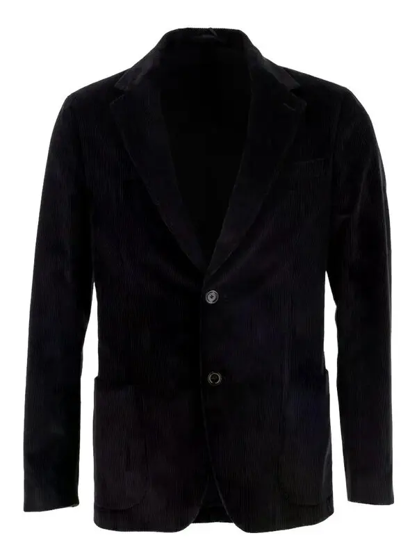 LARDINI Corduroy-texture Single-breasted Blazer - Blue