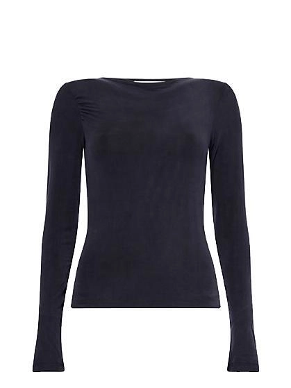 PEACHY DEN Kylie Long-sleeve Stretch-jersey Top - Graphite