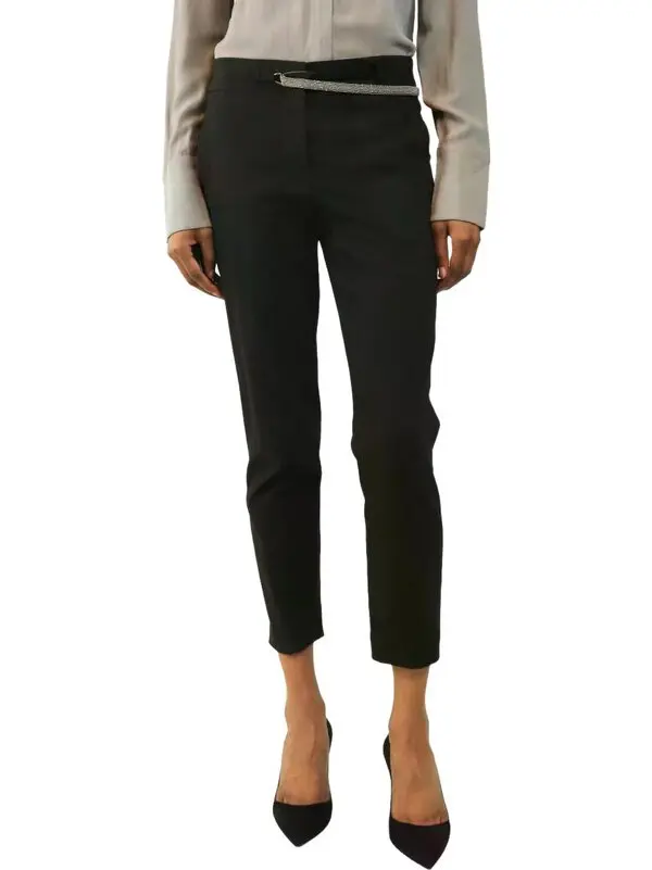 Brunello Cucinelli Belted Cropped Trousers - Black