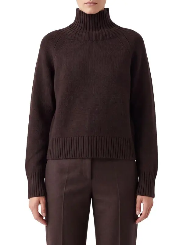 Michael Kors High Neck Sweater In Pure Merino Wool With Dropped Shoulders - Burnt