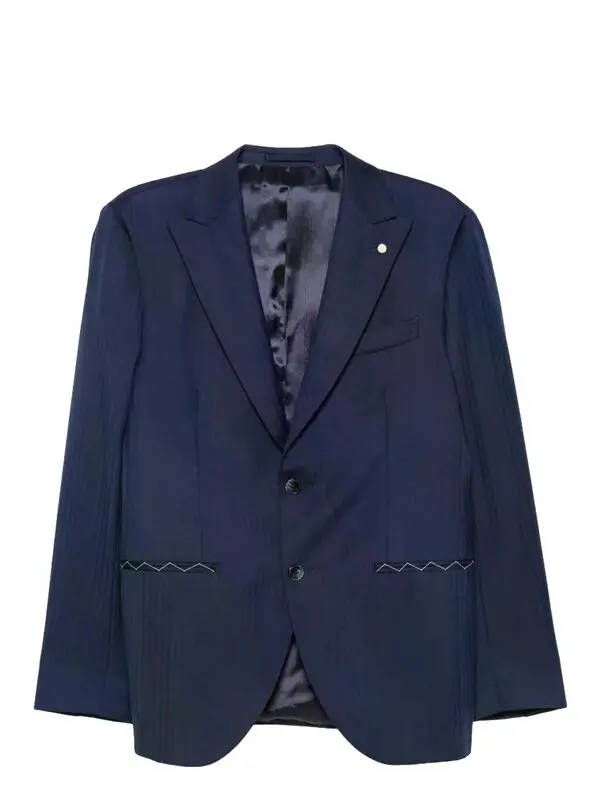 LUIGI BIANCHI MANTOVA Herringbone-pattern Single-breasted Suit - Blue