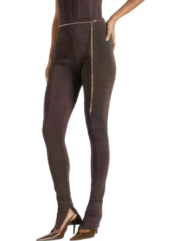 Manière De Voir Leigh In Ottoman Bandage Knit Split Hem Leggings - Brown