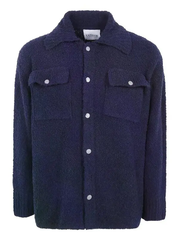 LANEUS Bouclé-texture Overshirt - Blue