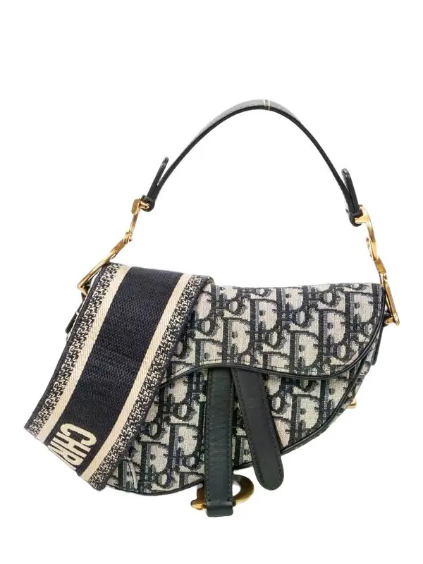 Dior Mini Oblique Jacquard Saddle Shoulder Bag - Blue