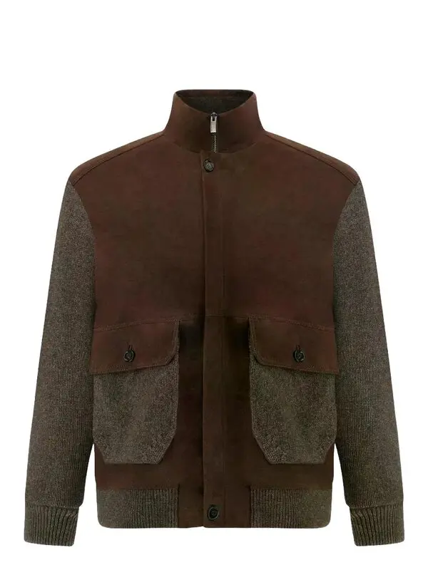 Paul & Shark Panelled Bomber Jacket - Brown