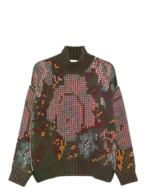 CECILIA PRADO Lilian Intarsia-knit High-neck Sweater - Green