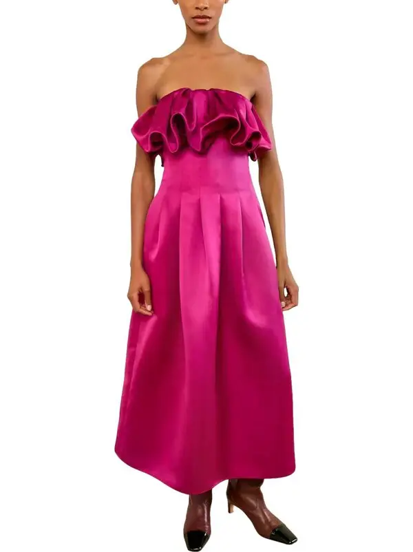 Ulla Johnson Cosima Ruffled Strapless Midi Dress - Pink