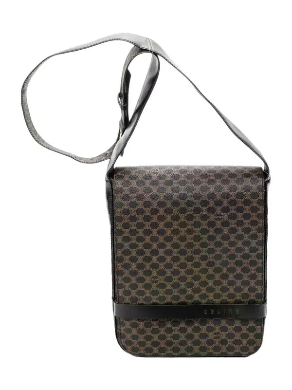 Celine Macadam Flap Messenger Shoulder Bag - Black
