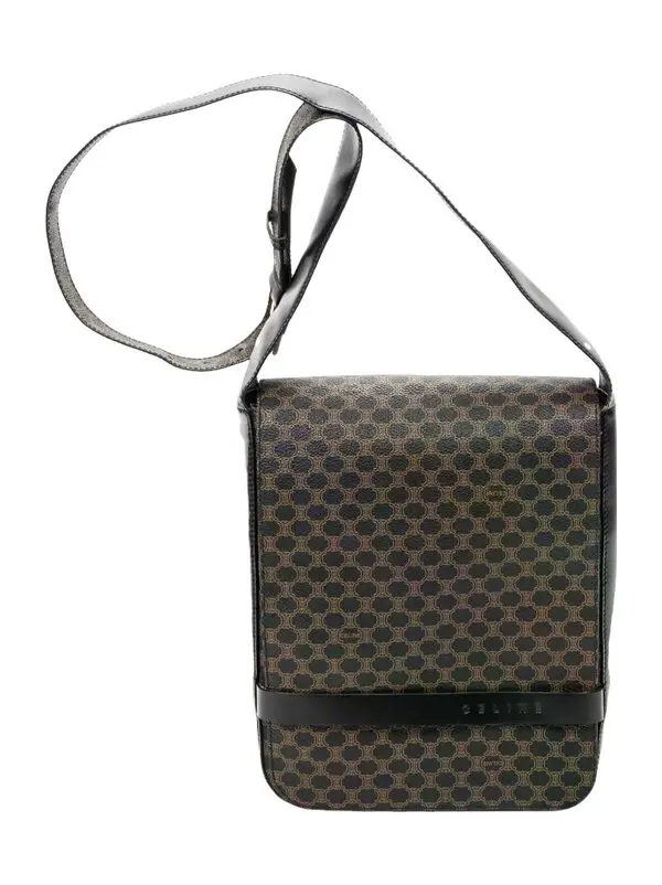 Celine Macadam Flap Messenger Shoulder Bag - Black