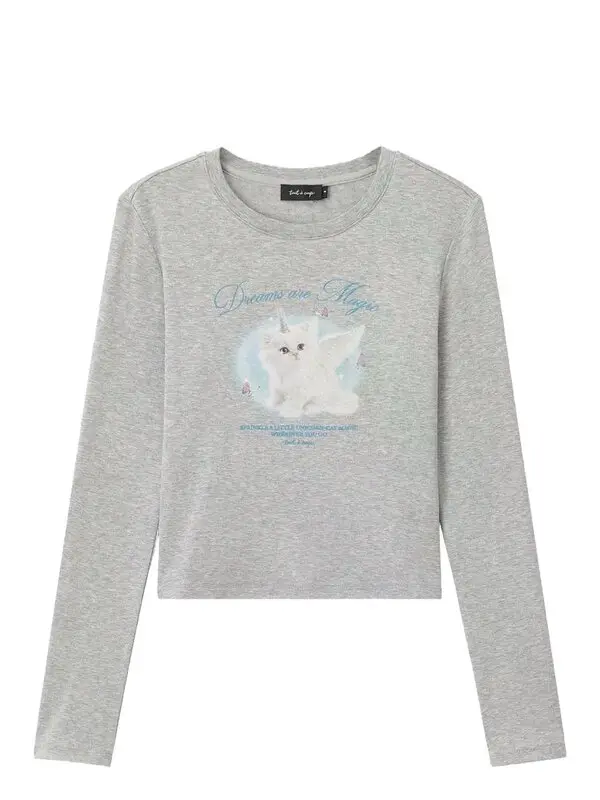 TOUT A COUP Graphic-print Long-sleeve T-shirt - Grey