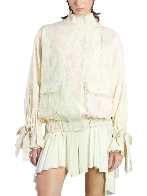 SIEDRES Polca Floral-print Tie-cuff Jacket - Neutrals